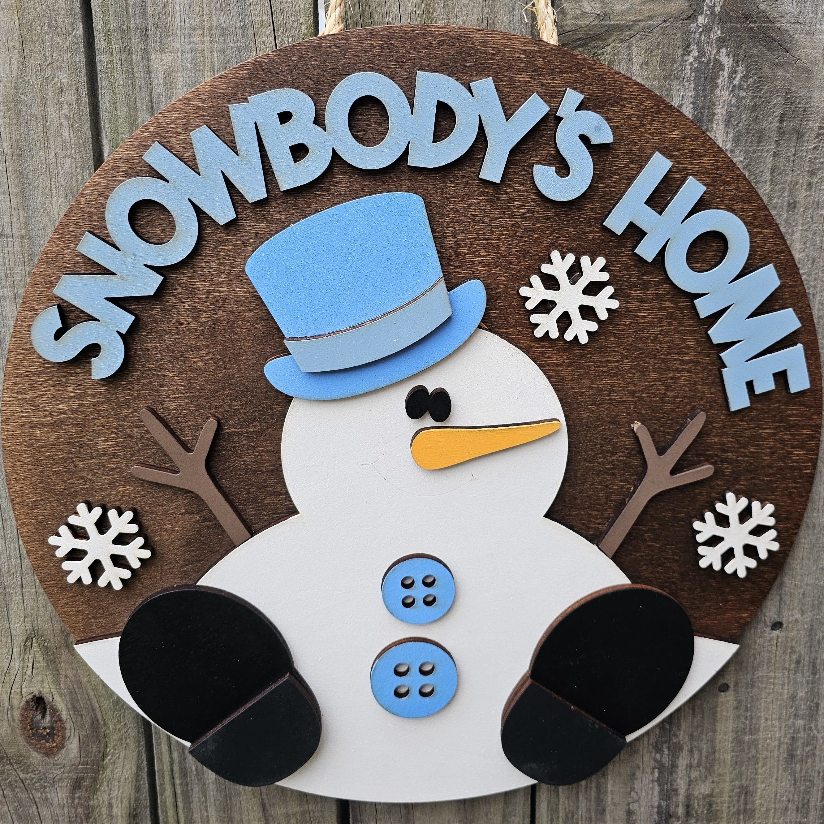 Snowbody's Home Snowman Wood Door Sign – LB Personalized Design